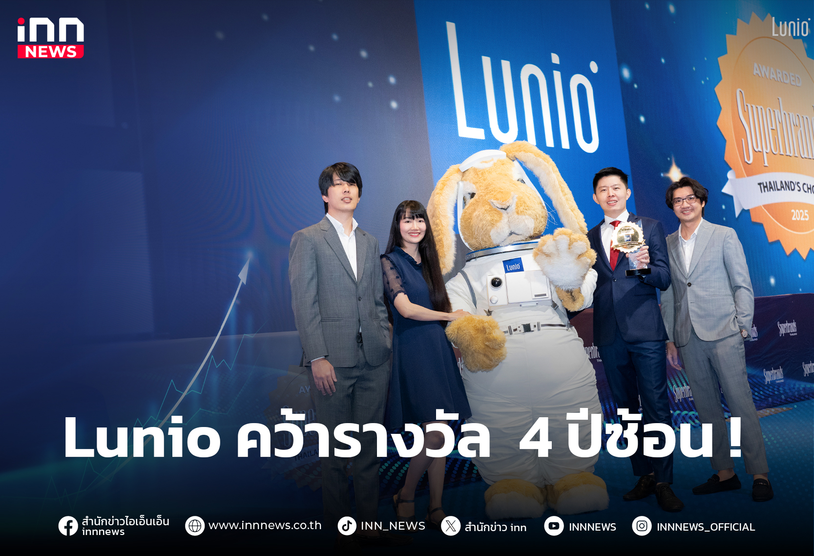 Lunio ได้รับรางวัล Superbrands Thailand ติดต่อกันถึง 4 ปีซ้อน - INN News