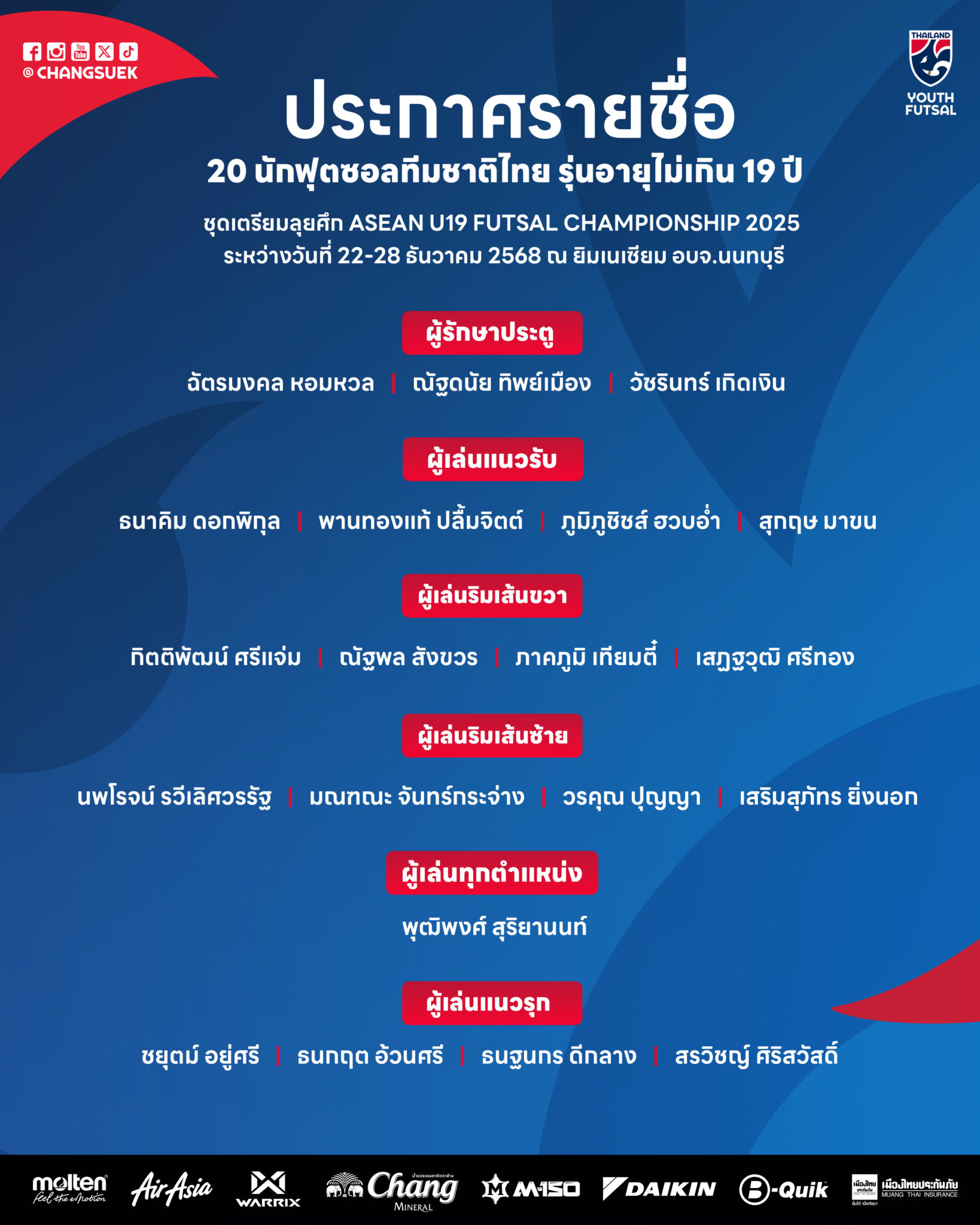 แบโผ 20 แข้ง "โต๊ะเล็กช้างศึก U19" ผ่านคัดตัว เตรียมลุยศึก อาเซียน U19 - INN News